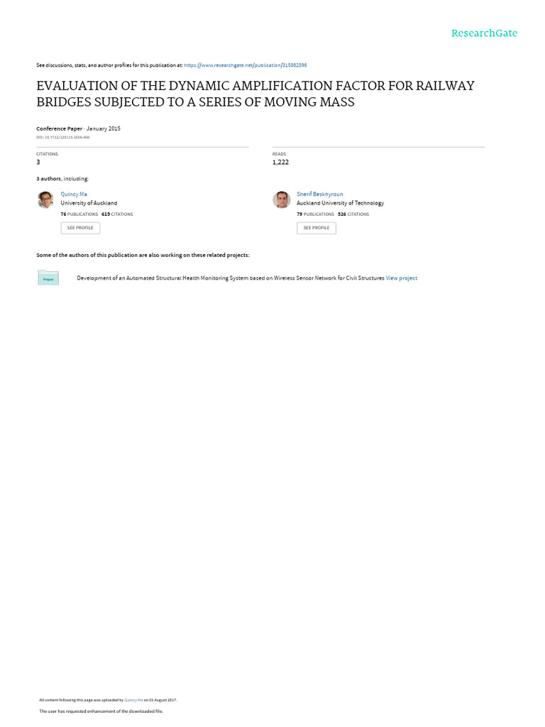 Evaluation of The Dynamic Amplification Factor For | PDF | Bridge | Train