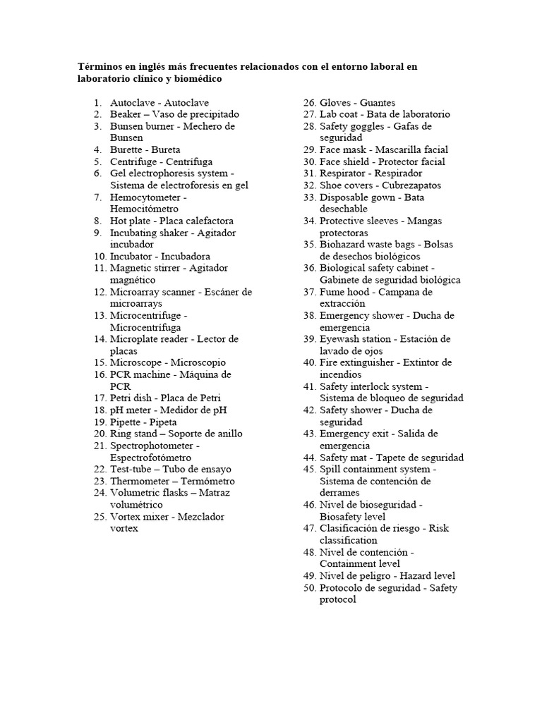Términos Clave en Laboratorio Clínico | PDF | Equipo de laboratorio ...