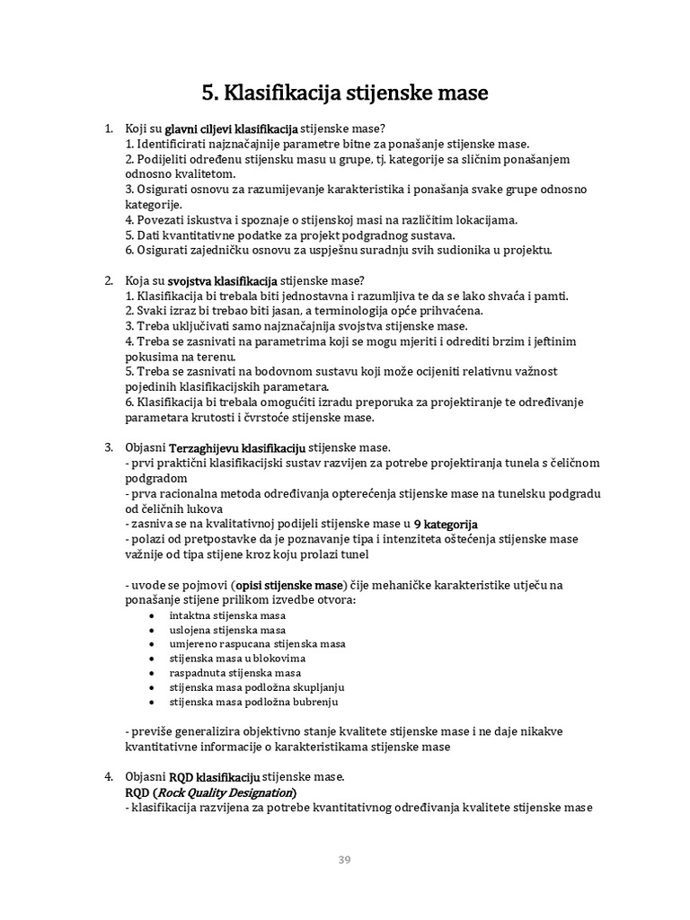 5. Klasifikacija stijenske mase | PDF