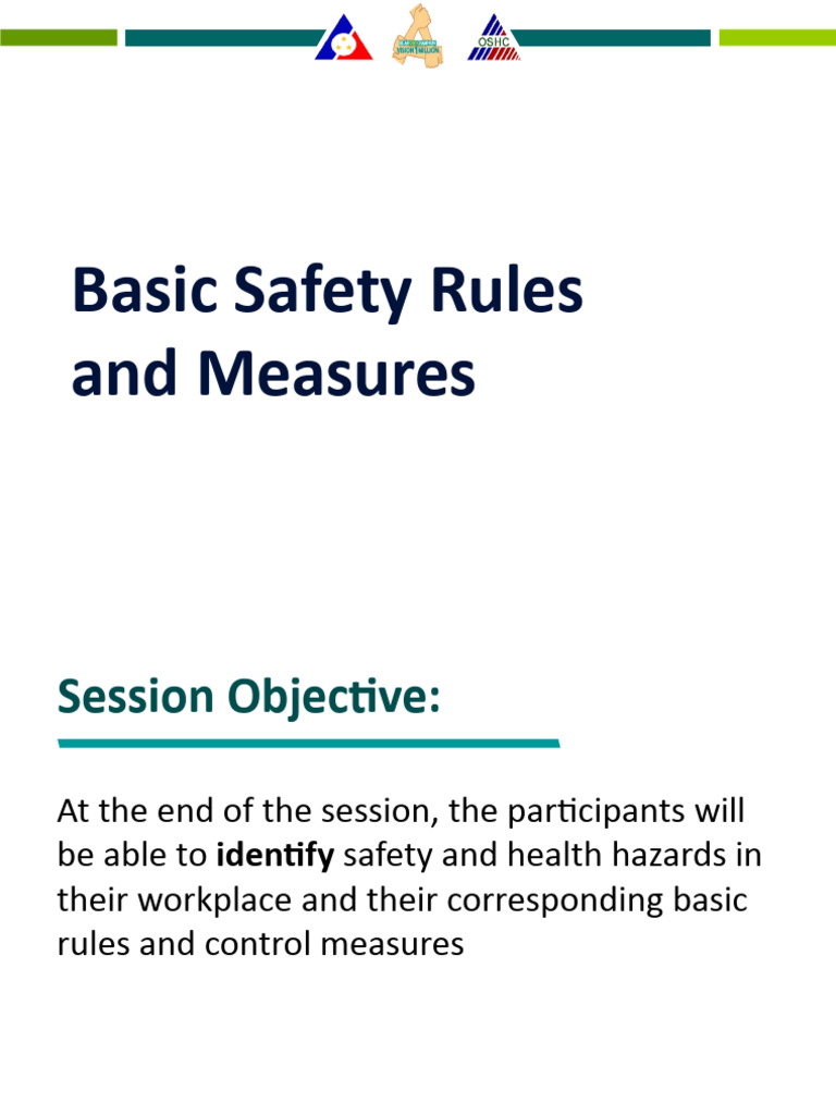 Module 3a - Basic Safety Rules and Measures - BOSH For SO1 | PDF ...