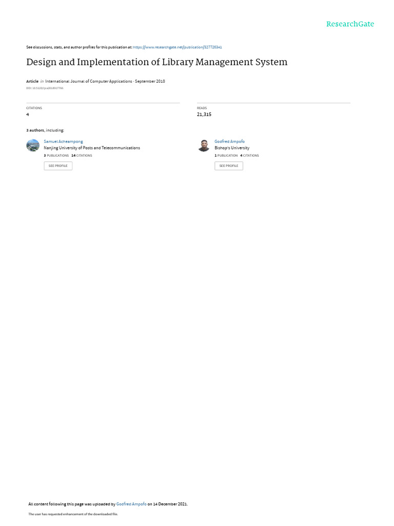 Design and Implementation of Library Management Sy | PDF | Software ...
