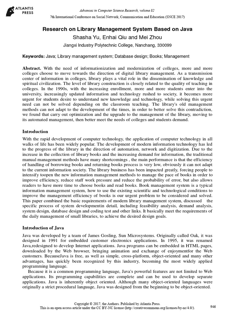 Research On Library Management System Based On Jav | PDF | Java (Programming Language) | Object ...