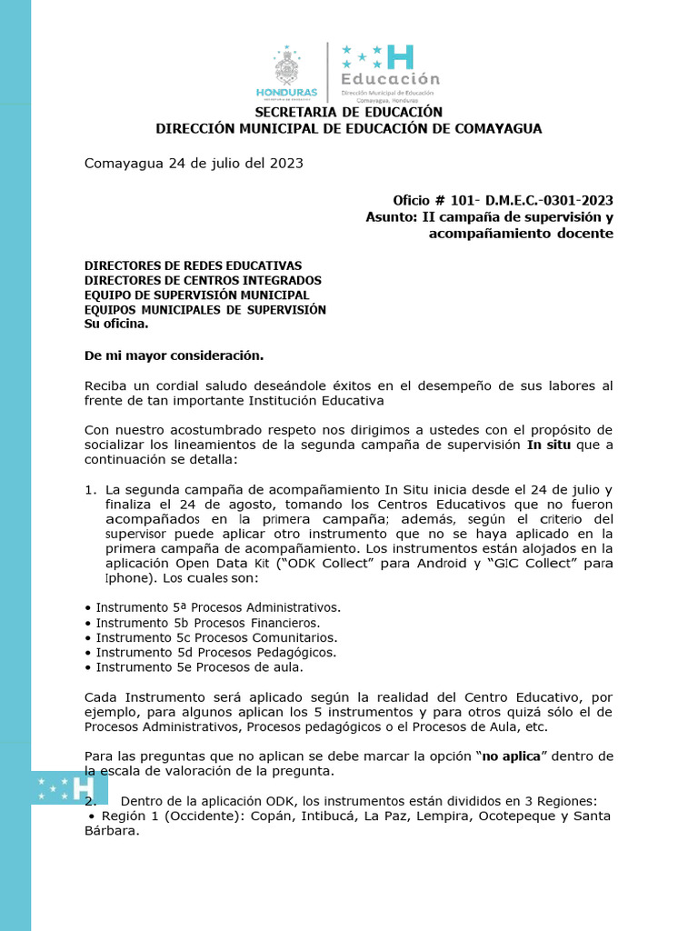 Oficio Acompañamiento Docente | PDF