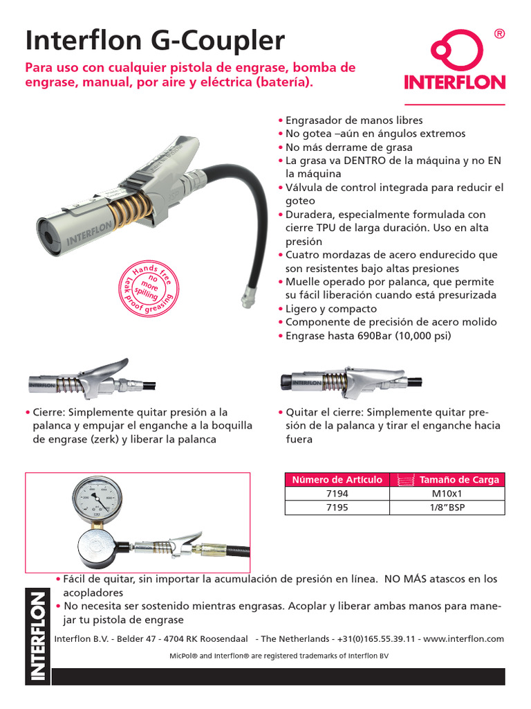 Interflon G Coupler | PDF | Ingeniería mecánica | Bienes manufacturados