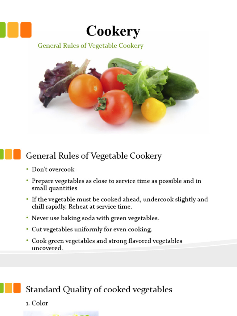 Presentation To Cookery | PDF | Cooking | Vegetables