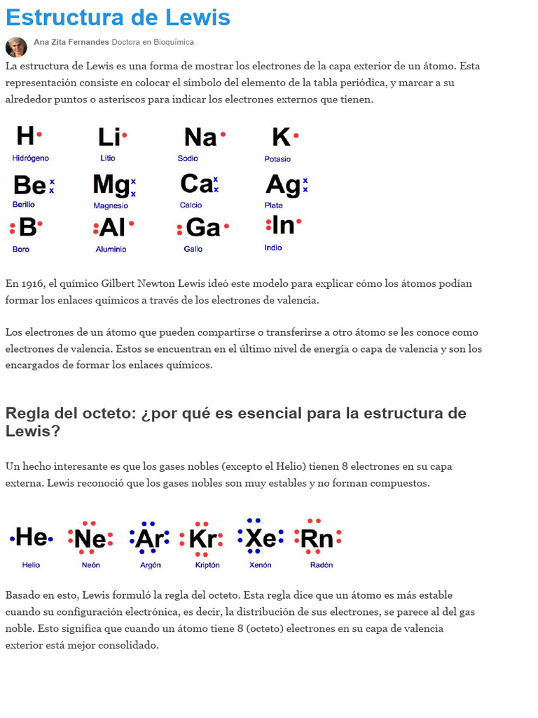 Estructura de Lewis | PDF | Enlace químico | Valencia (Química)