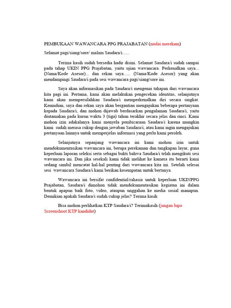 Salam Pembuka Dan Penutup Wawancara | PDF