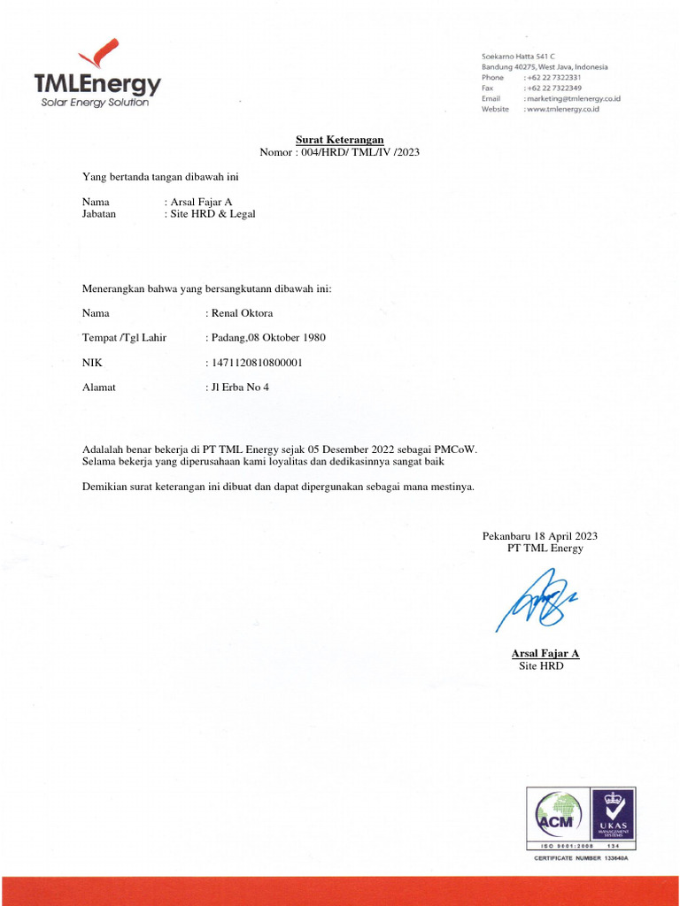 Surat Ket Renal Oktora | PDF