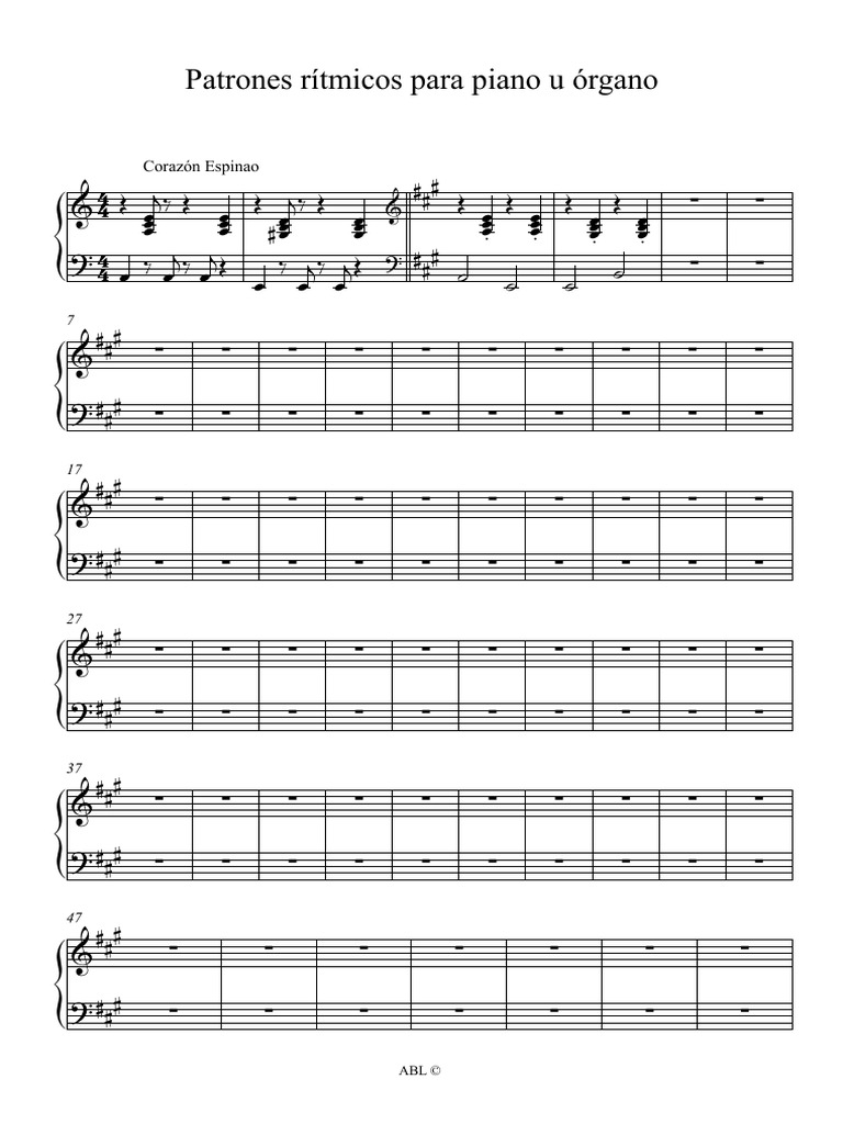 Patrones Rítmicos para Piano U Órgano - Partitura Completa | PDF