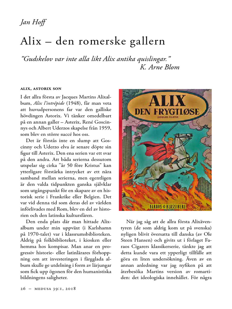Alix Den Romerske Gallern Av Jan Hoff | PDF