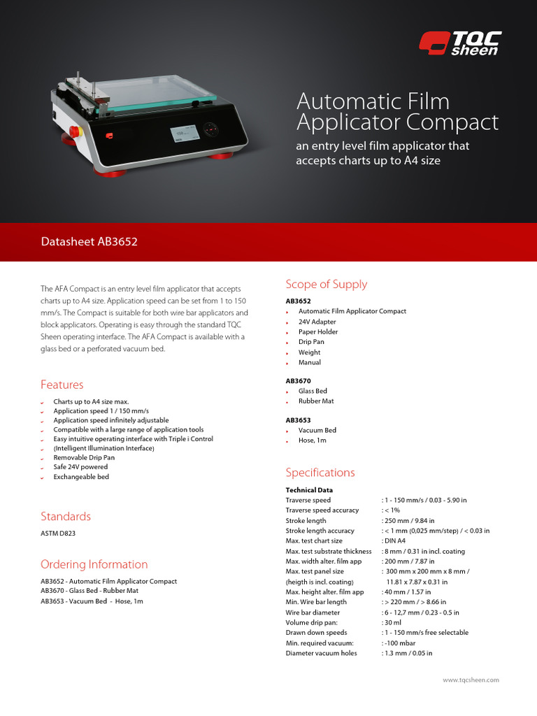 Product Sheet AutomaticFilmApplicatorCompact EN 18 04 23 V01 PDF | PDF | Equipment ...