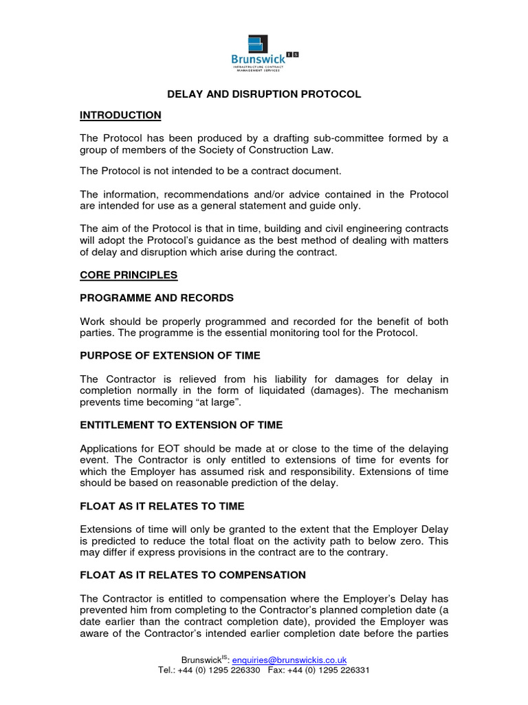 Delay and Disruption Protocol | PDF | Employment | Business Law