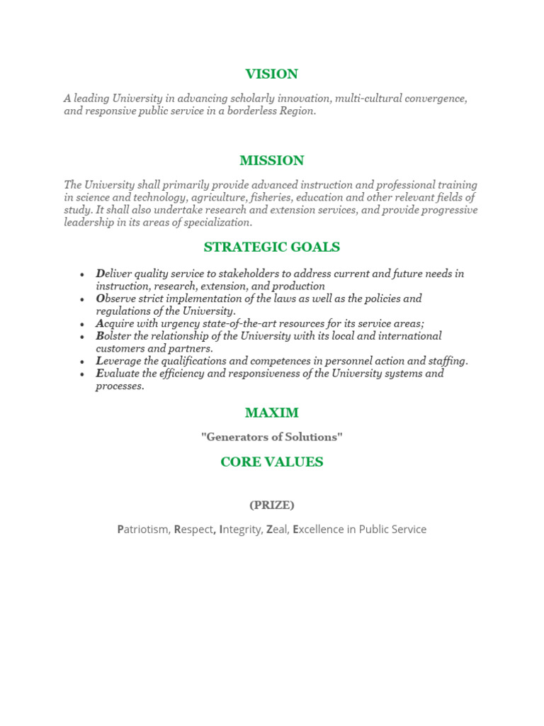 Vision and Mission of Sksu | PDF | Career & Growth | Business