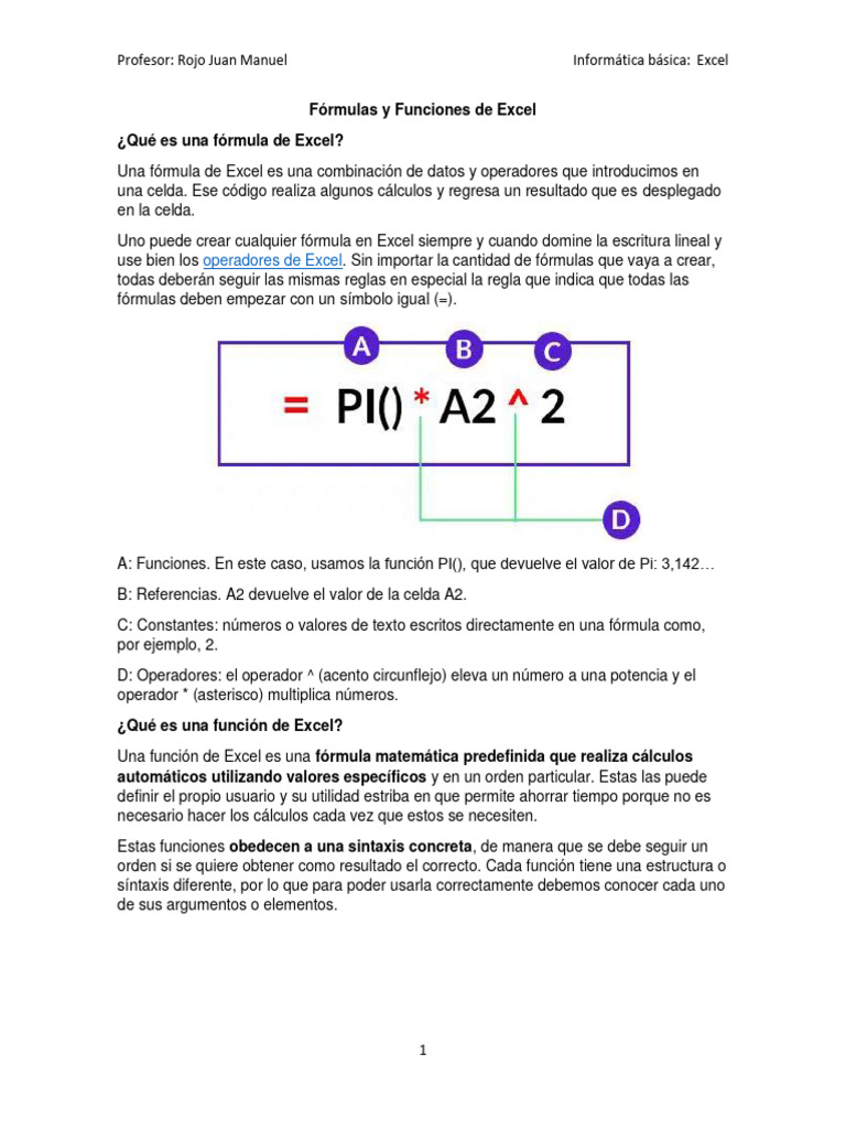 Formulas Y Funciones Excel Pdf Microsoft Excel Fórmula