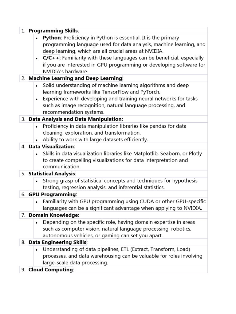 Programming Skills FOR NVIDIA | PDF | Computer Programming | Data Programming Skills FOR NVIDIA | PDF | Computer Programming | Data