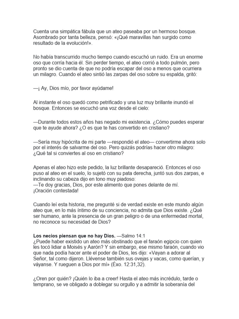 El Ateo y El Oso Reflexion | PDF