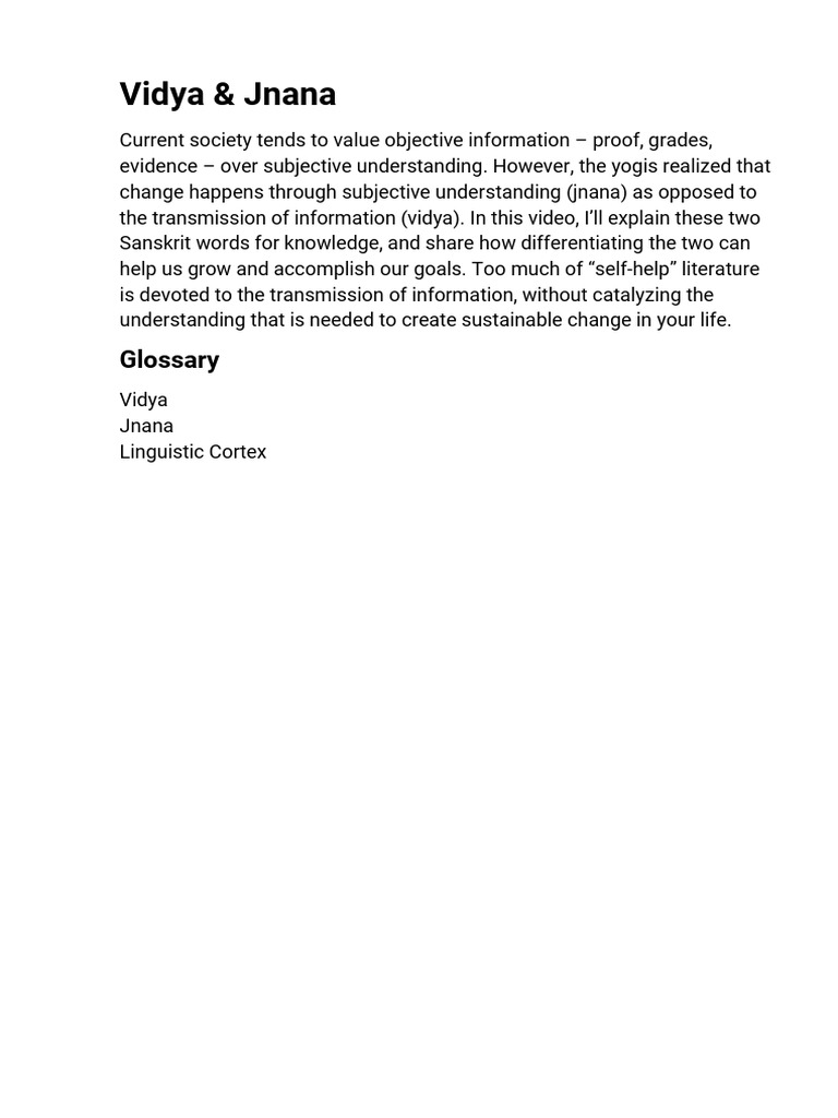 M14 - Vidya and Jnana - Description | PDF