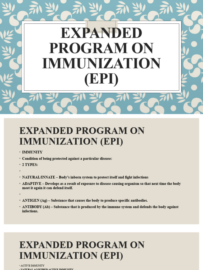 Expanded Immunization Program Epi | PDF | Vaccines | Immunity (Medical)