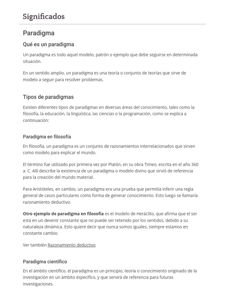 Paradigma - Qué Es, Significado, Definición y Tipos - Significados ...