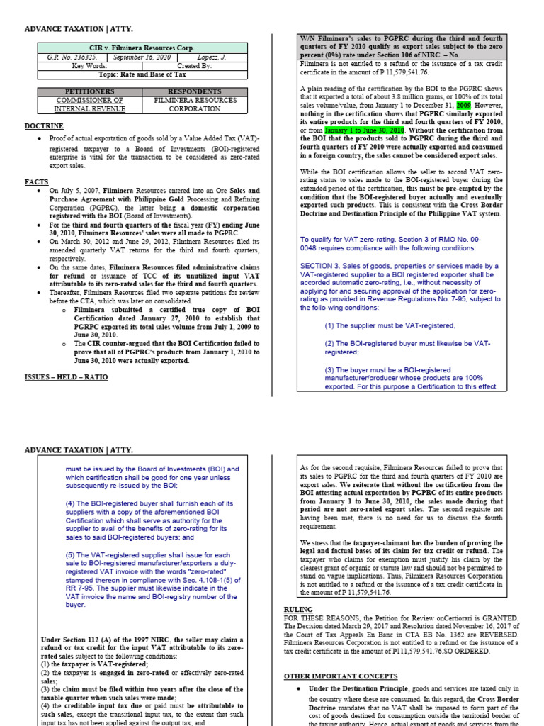 CIR v. FIlminera | PDF | Value Added Tax | Taxes