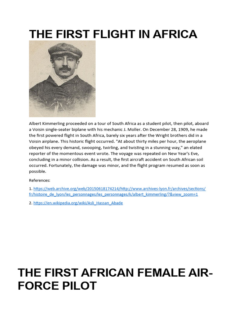 First Flight Milestones in Africa | PDF | Aeronautics | Transport