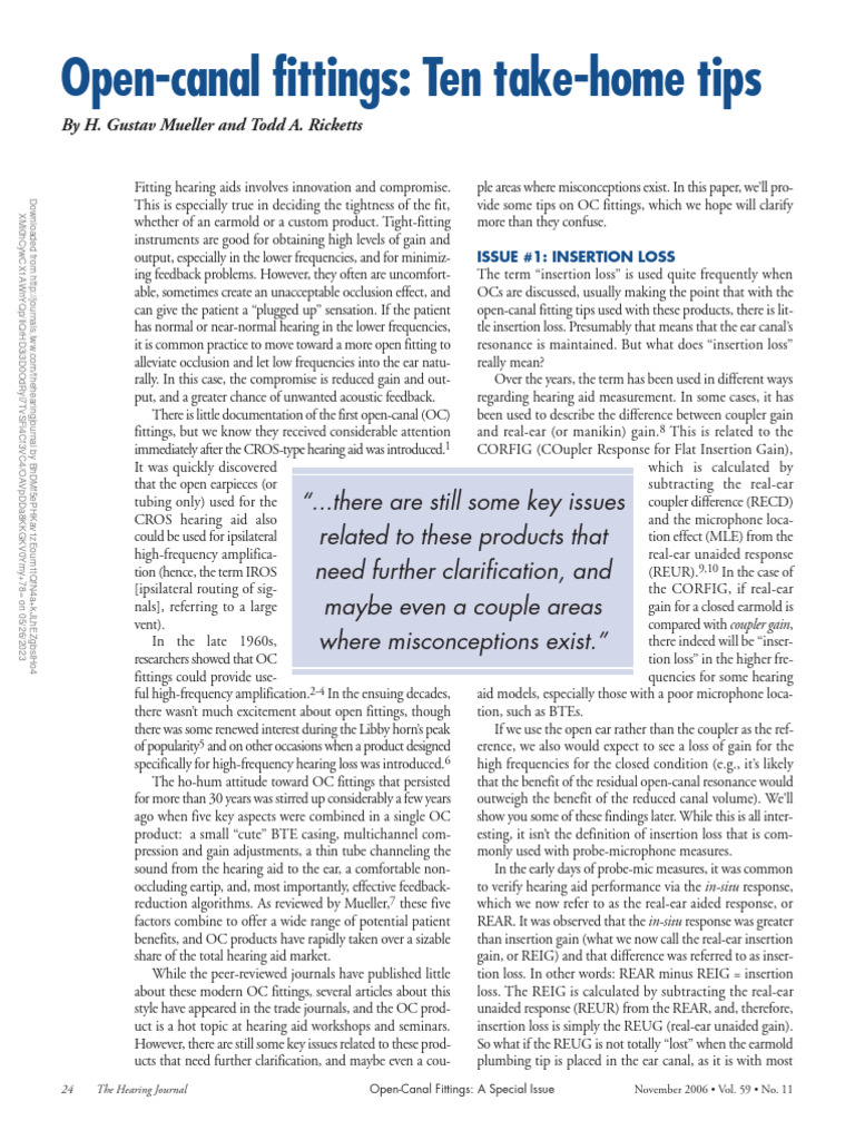 Open Canal Fittings Ten Take Home Tips.6 | PDF | Hearing Aid | Headphones