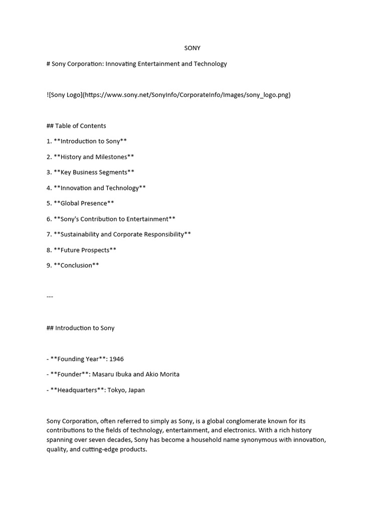 SONY | PDF | Sony | Consumer Electronics