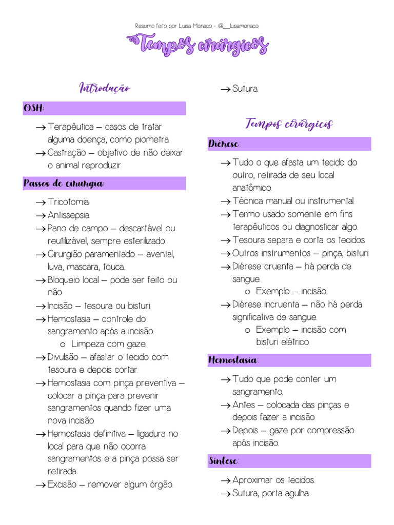 Técnicas Cirúrgicas: Diérese, Hemostasia e Síntese | PDF | Tesouras ...