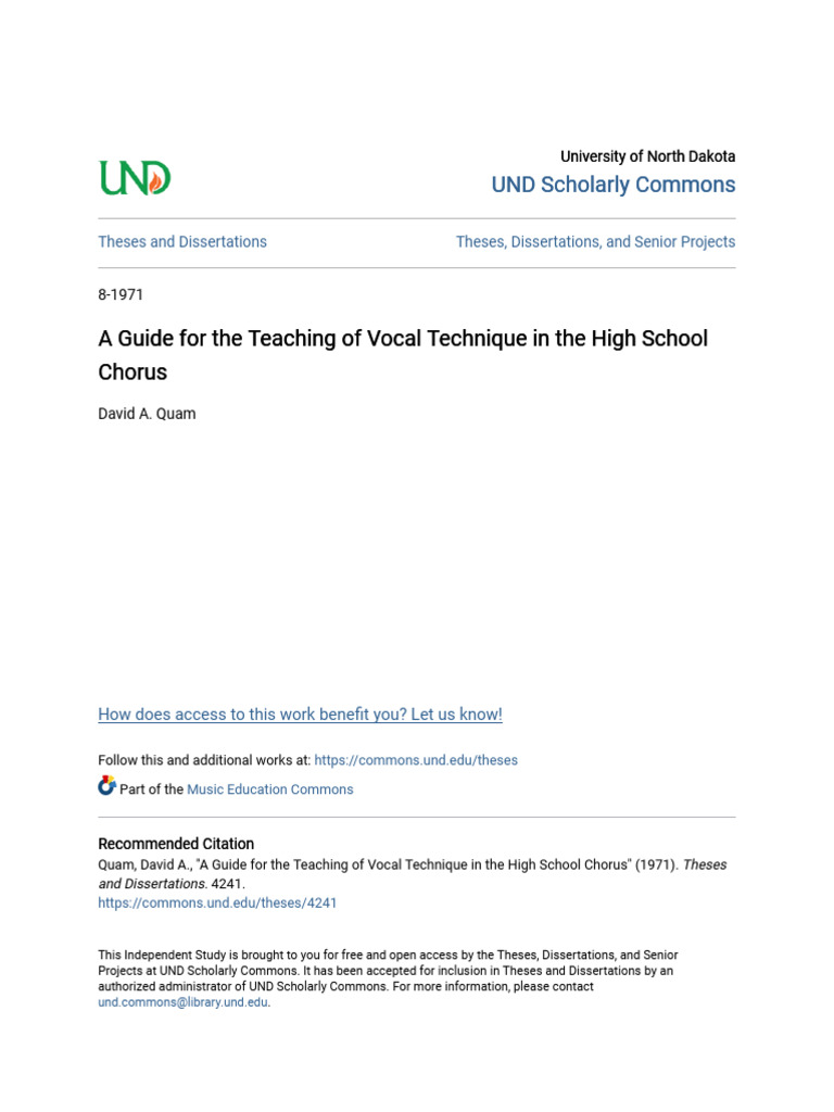 A Guide For The Teaching of Vocal Technique in The High School CH | PDF | Singing | Human Voice