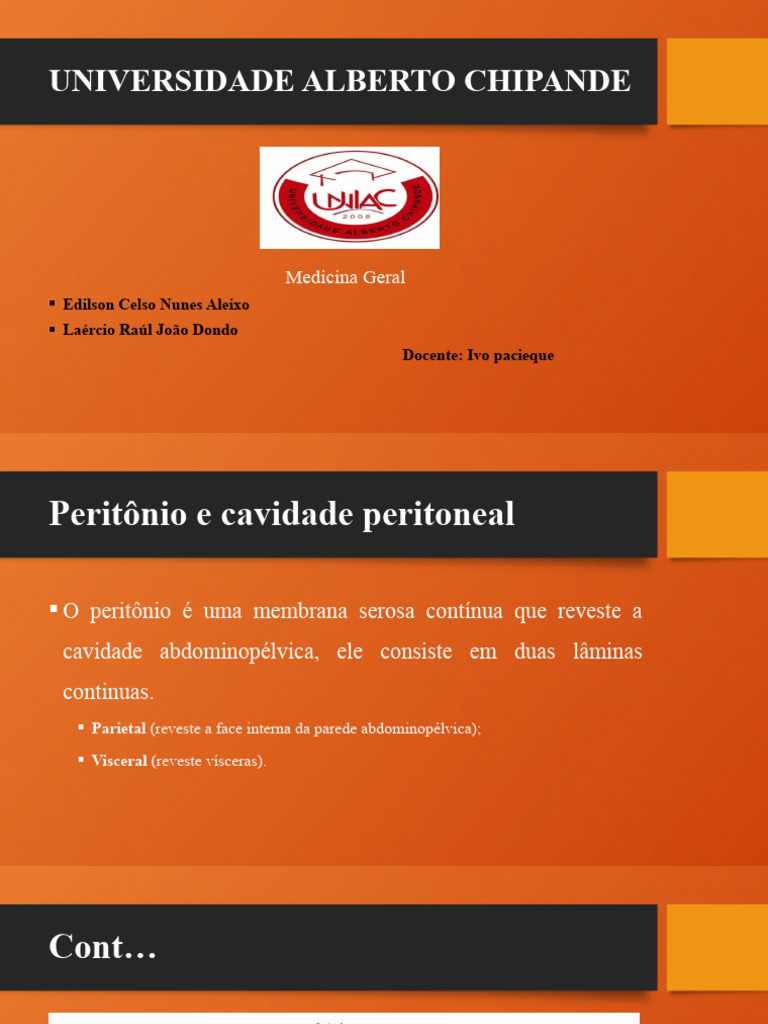 Peritônio e Cavidade Peritoneal DONDO Actualizado | PDF | Peritônio ...