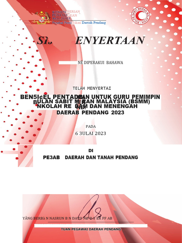 Sijil - Bengkel Pertolongan Cemas (BULAN SABIT) | PDF