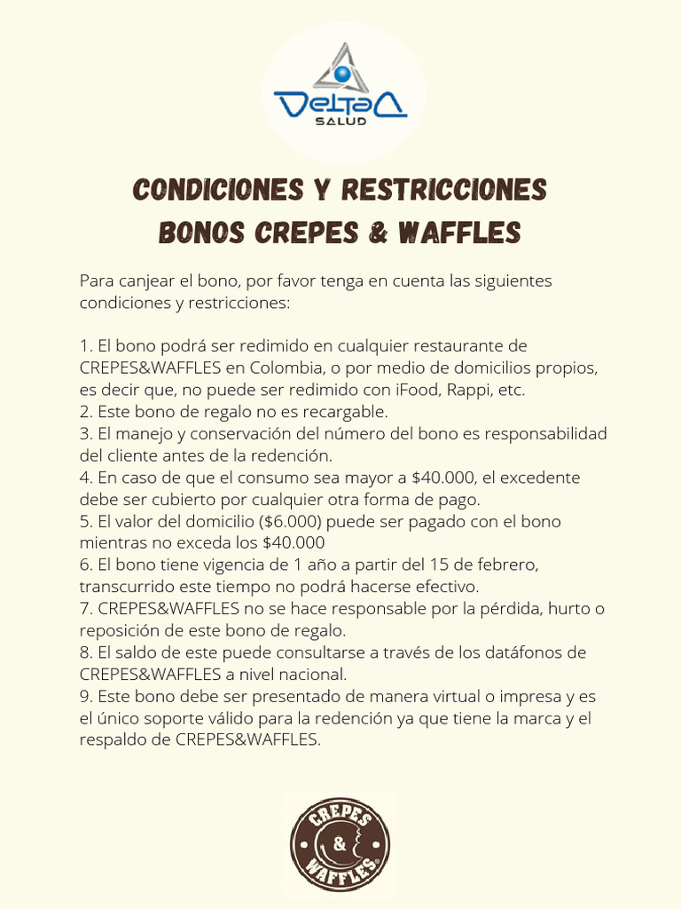 Condiciones del Bono Crepes & Waffles | PDF | Finanzas y dinero ...