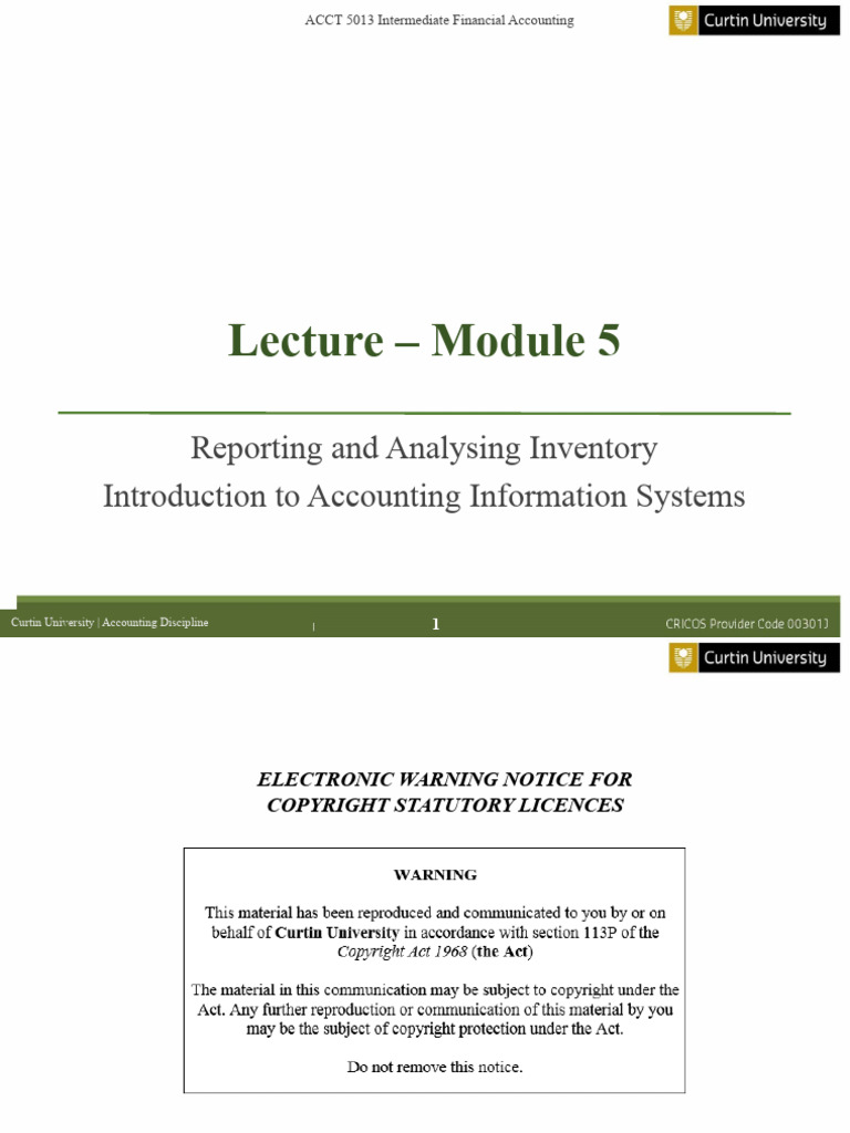 ACCT5013 M5 Lecture | PDF | Cost Of Goods Sold | Debits And Credits