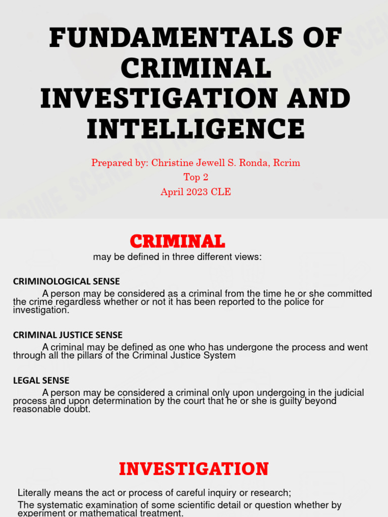 Fundamentals of Crim Investigation and Intel | PDF | Witness ...