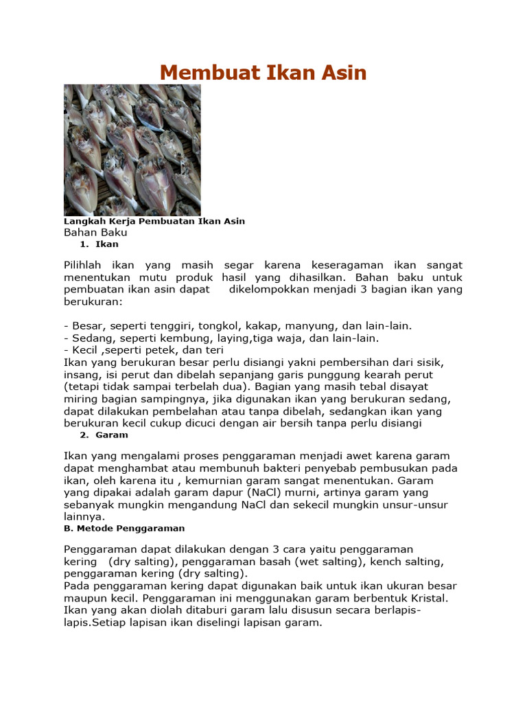 Membuat Ikan Asin | PDF
