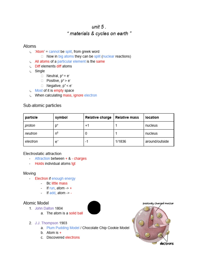 Science Materials & Cycles On Earth | PDF | Atomic Nucleus | Atoms