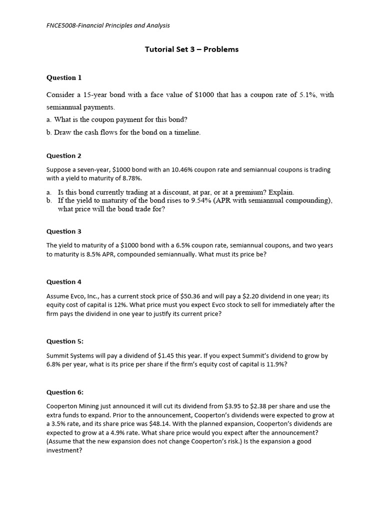 Tutorial Set 3 - S2 - 2023 | PDF