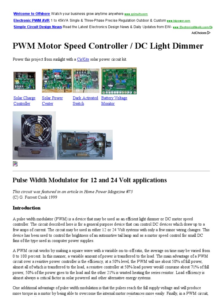 PWM Motor Speed Controller Circuit | PDF | Printed Circuit Board ...