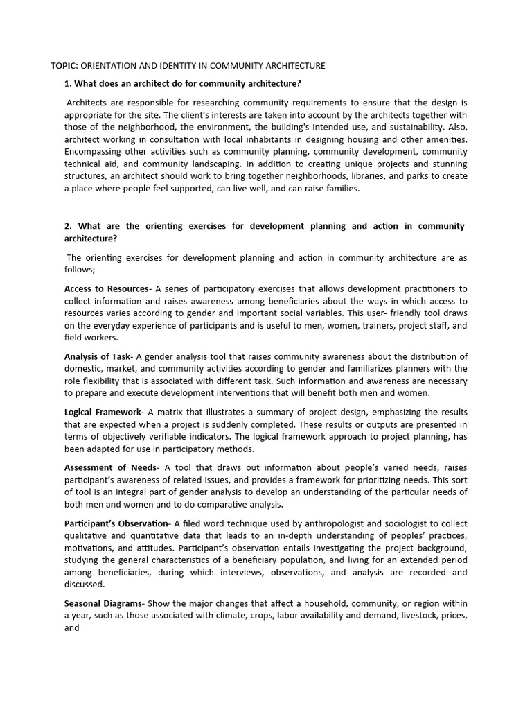 Planning2 Report | PDF | Architect | Qualitative Research