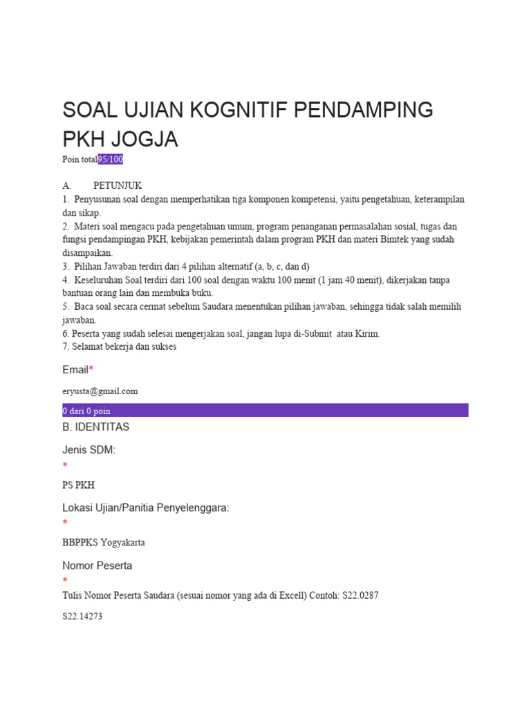 Soal Ujian Kognitif Pendamping PKH | PDF | Karier & Perkembangan