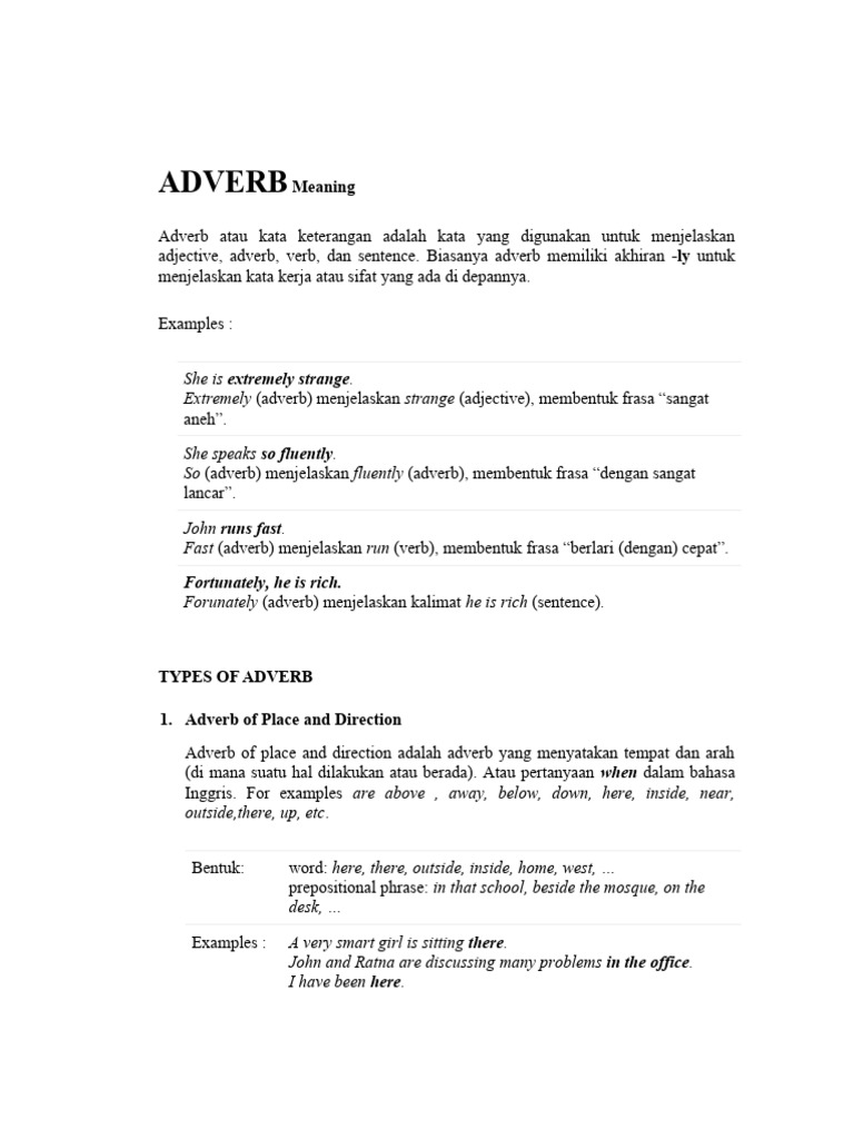 Adverb (Parts of Speech) | PDF | Seni & Disiplin Bahasa