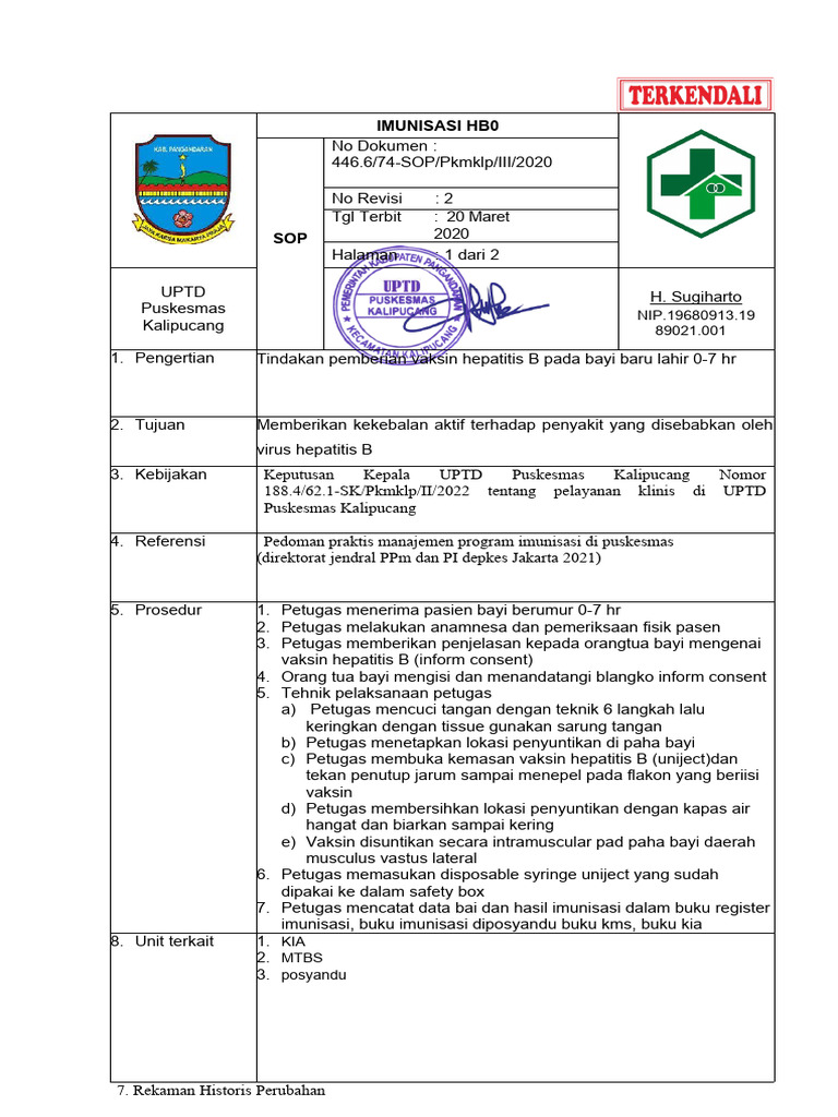 SOP Imunisasi hb0 | PDF