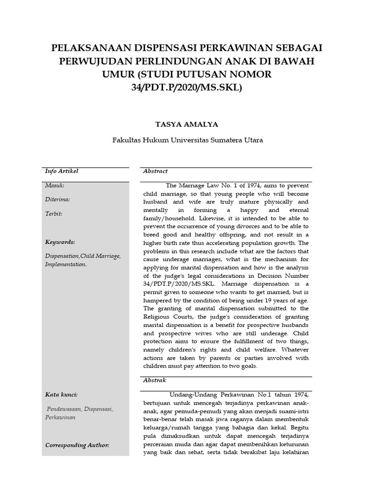 Tasya Amalya JurnalMetopel | PDF | Marriage | Child Marriage