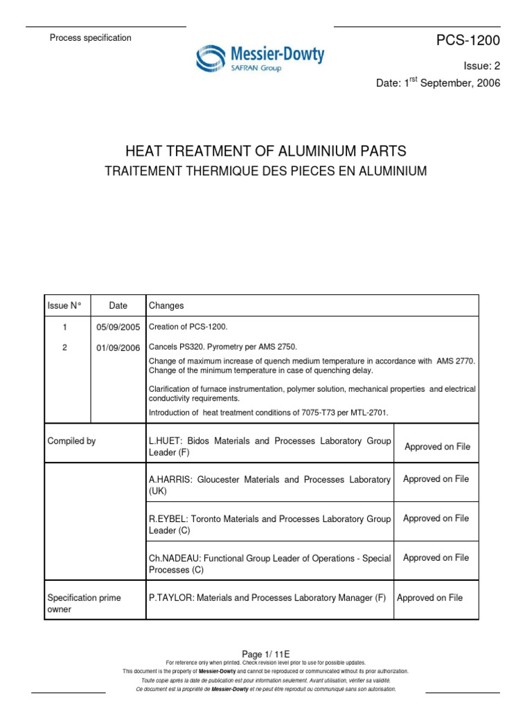 PCS-1200E Heat Treatment of Aluminium | PDF | Heat Treating ...