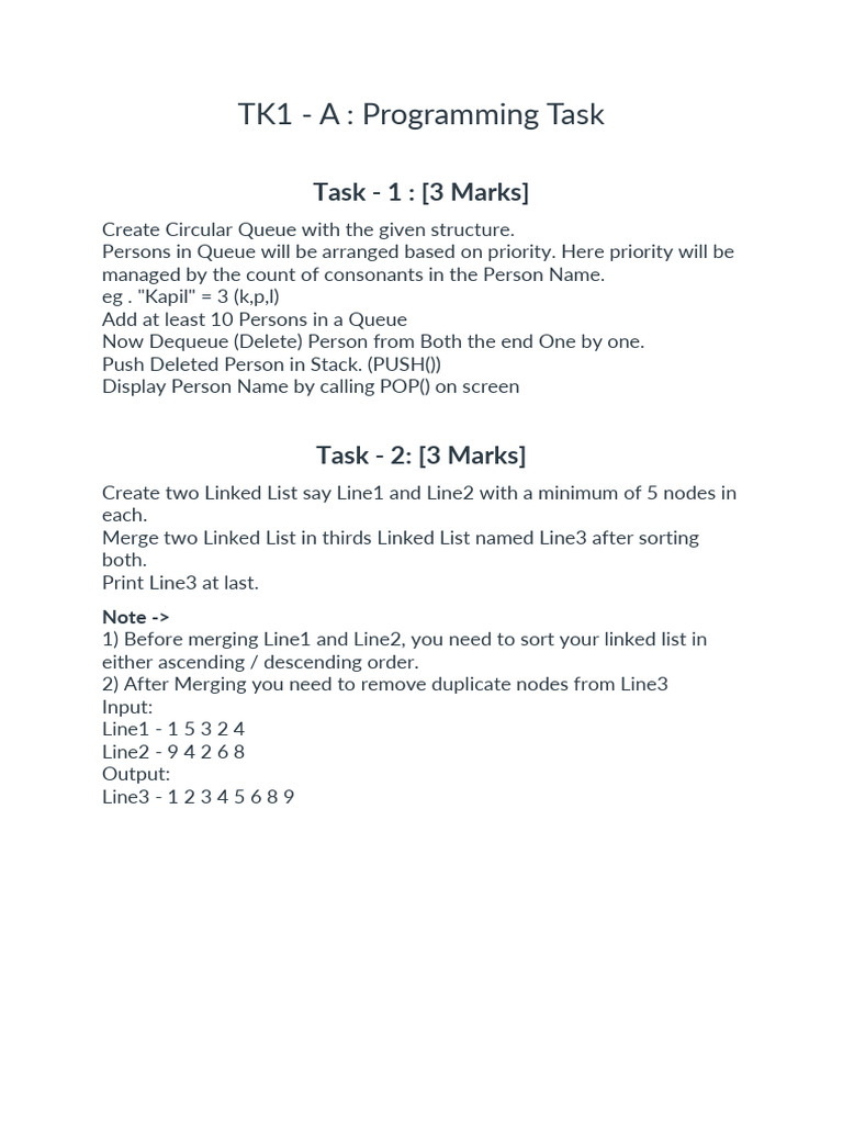 TK1 - A Programming Task | PDF | Computing | Notation TK1 - A Programming Task | PDF | Computing | Notation