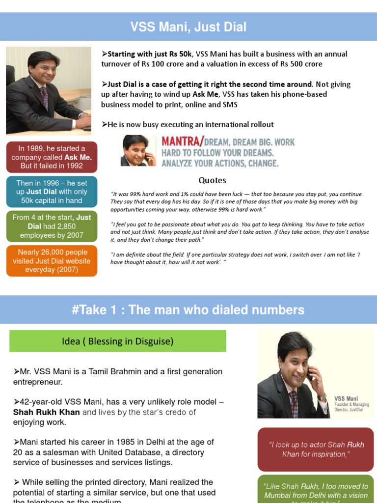 VSS Mani, Just Dial: Quotes | Download Free PDF | Venture Capital ...