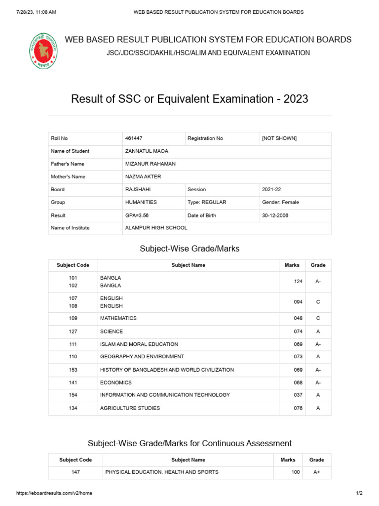 Web Based Result Publication System For Education Boards | PDF