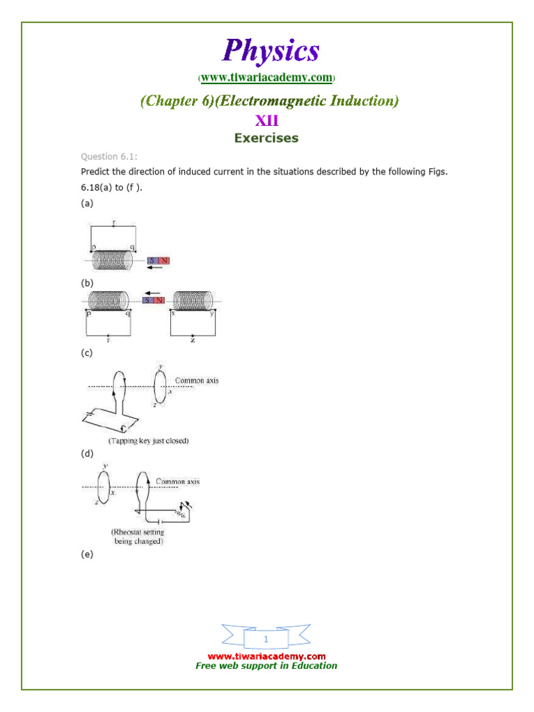 12 Physics NcertSolutions Chapter 6 Exercises | PDF | Electromagnetic ...