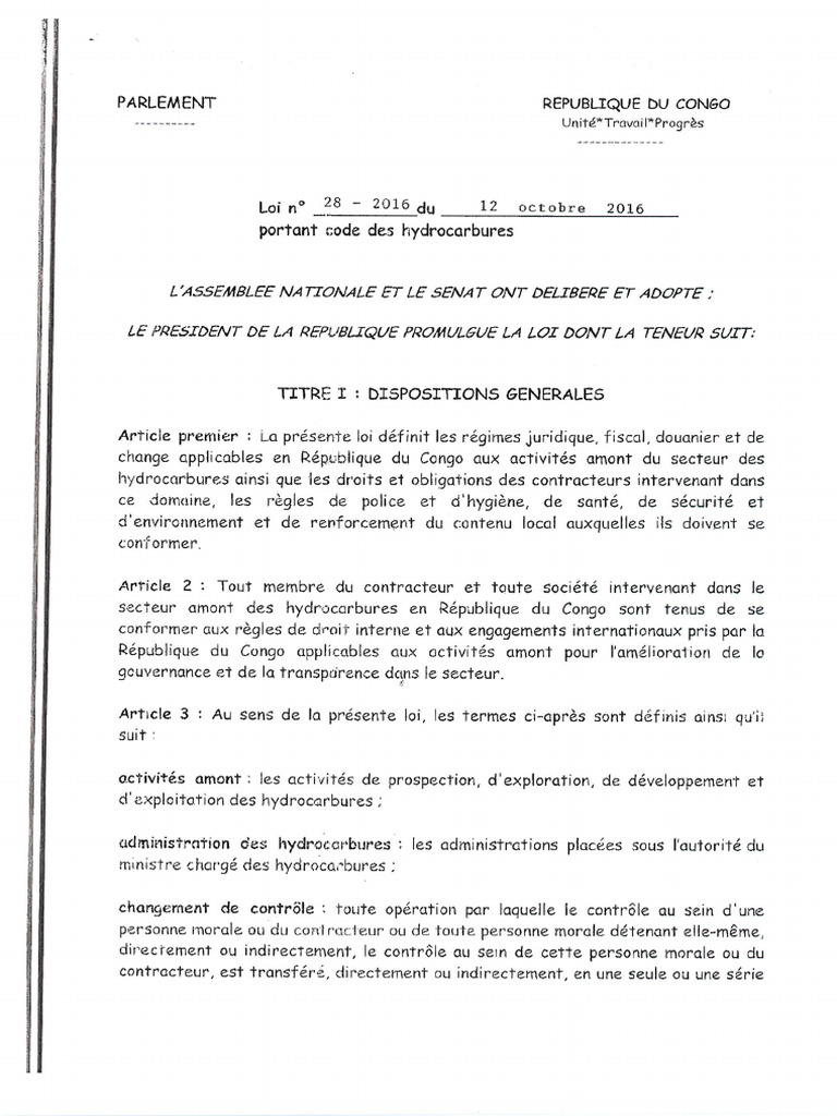 EXTRAIT LOI N°28-16 Du 12 Octobre 2016 Code Des Hydrocarbures | PDF