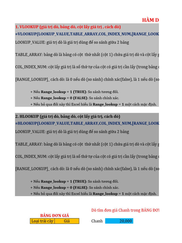 Ham Do Tim Vlookup, Hlookup | PDF